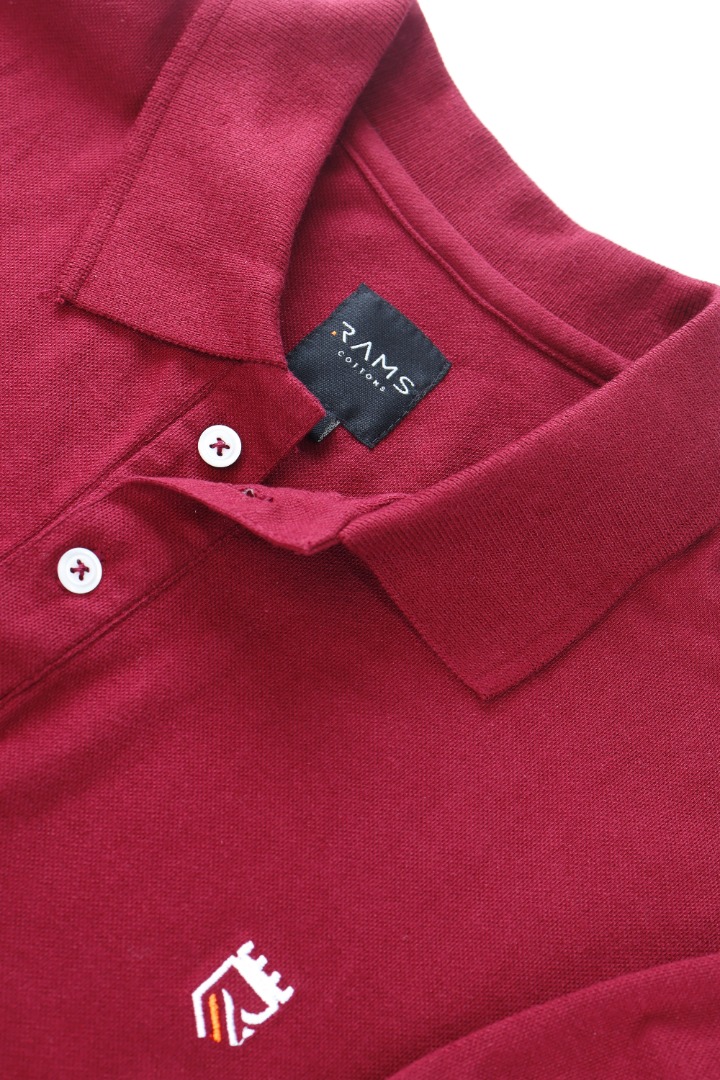 Playera Tipo Polo Color Rojo Vino Con Bordado Slim Fit Para Hombre